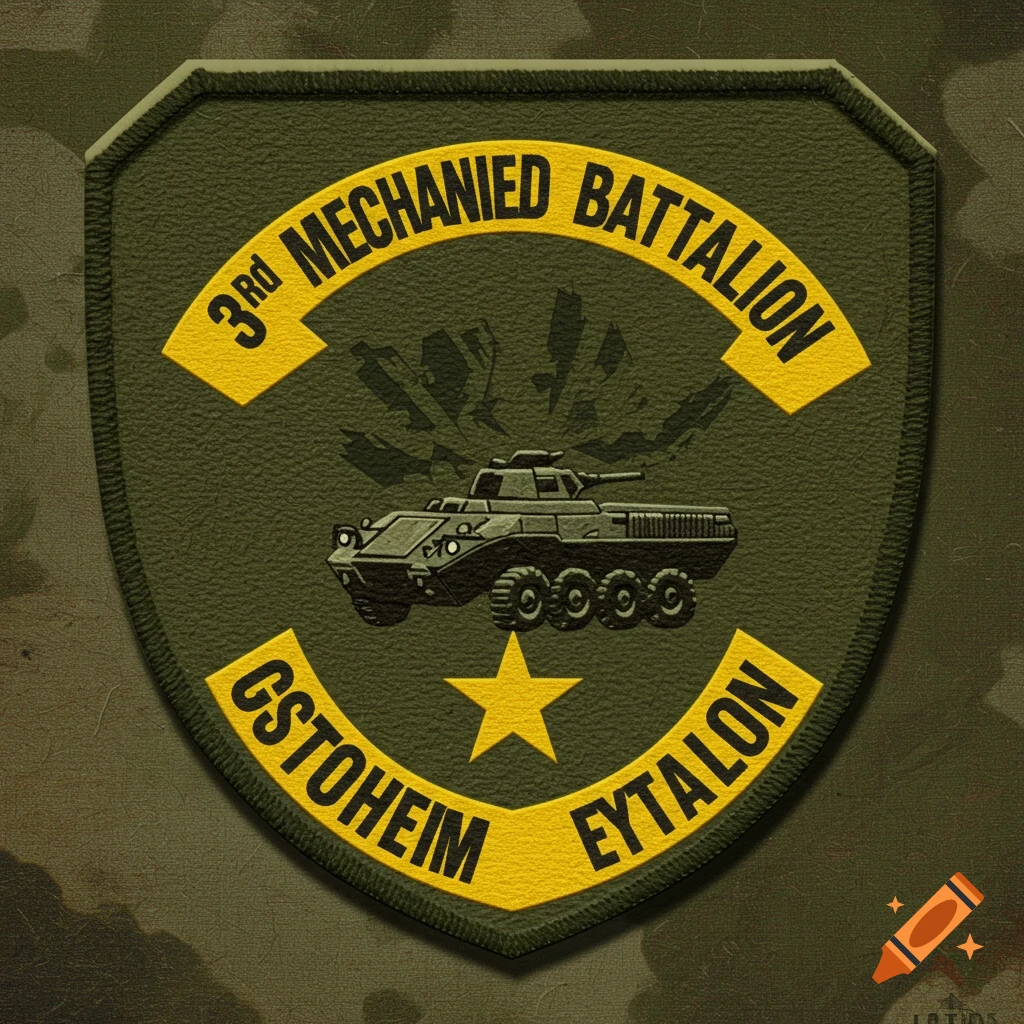 3rd Mechanized Battalion army unit patch with military vehicle graphic ...