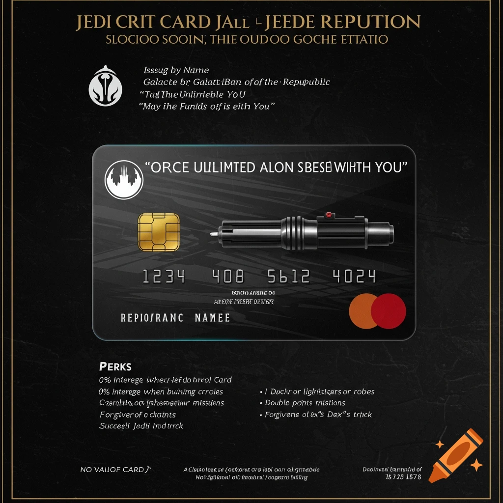 Jedi Credit Card - Republic Edition with Galactic Bank logo on Craiyon