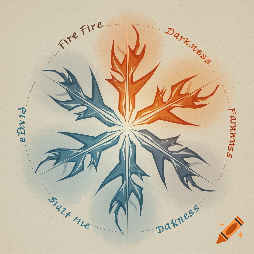 Symbol with six branches representing elements on Craiyon