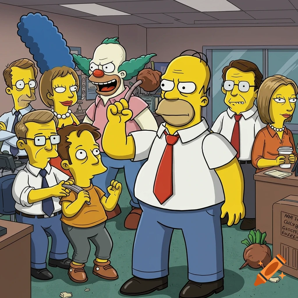 The Office characters in Simpsons style on Craiyon
