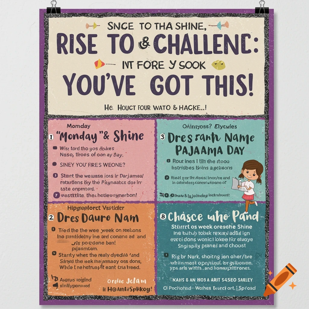 Poster design with the title "Rise to the Challenge: You’ve Got This ...