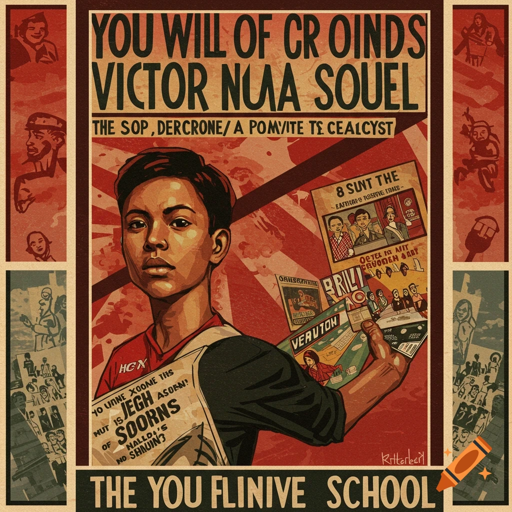 School propaganda art promoting a cause on Craiyon