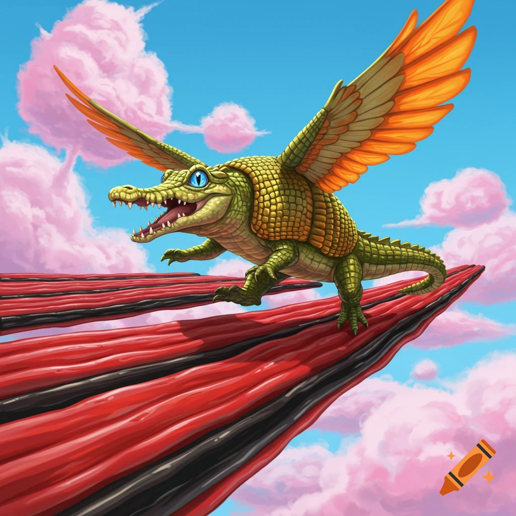 Animated Alligator With Wings