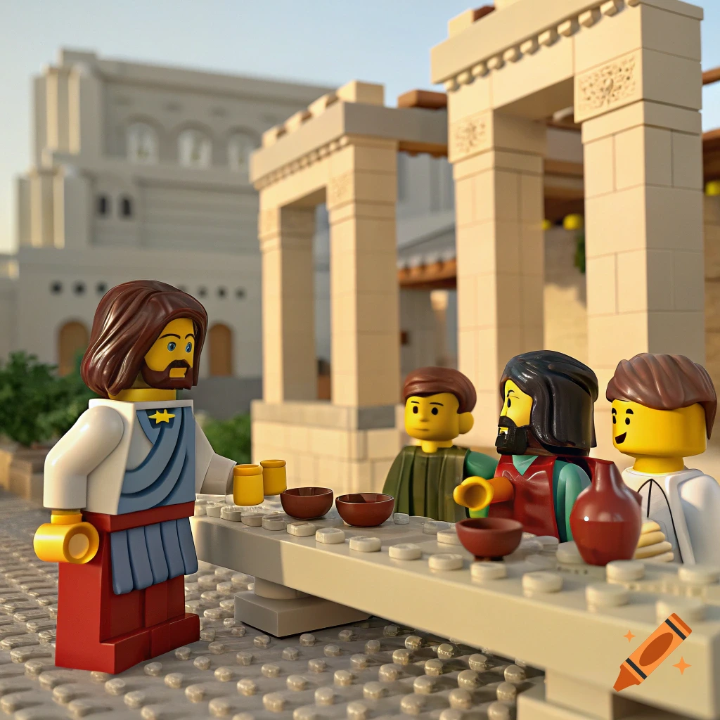 Lego figures resembling the cast of Friends seated and standing around ...