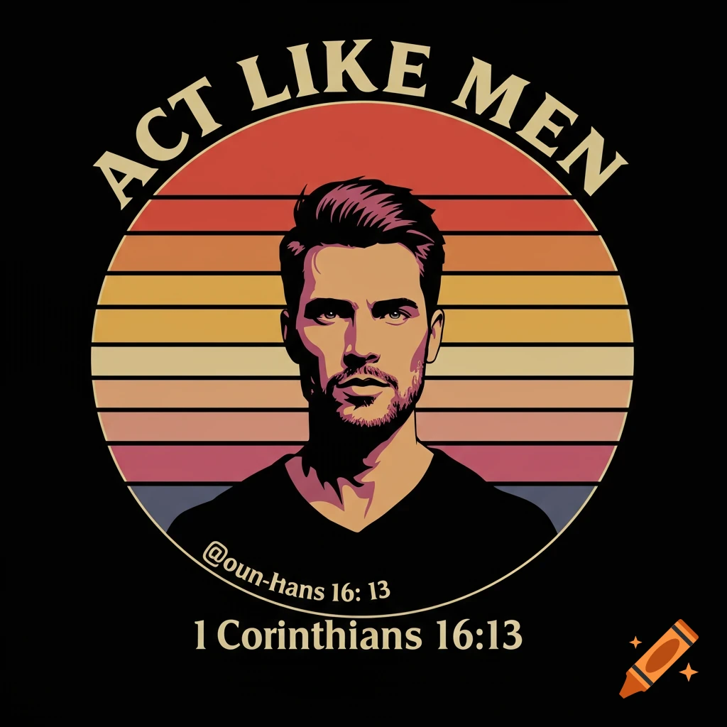 80s retro graphic with the words Act Like Men and 1 Corinthians 16:13 ...