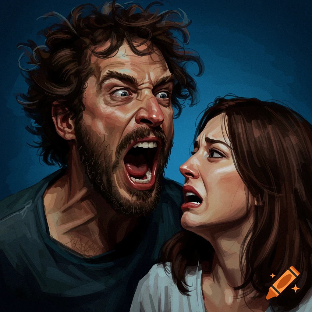 Man yelling at woman on Craiyon