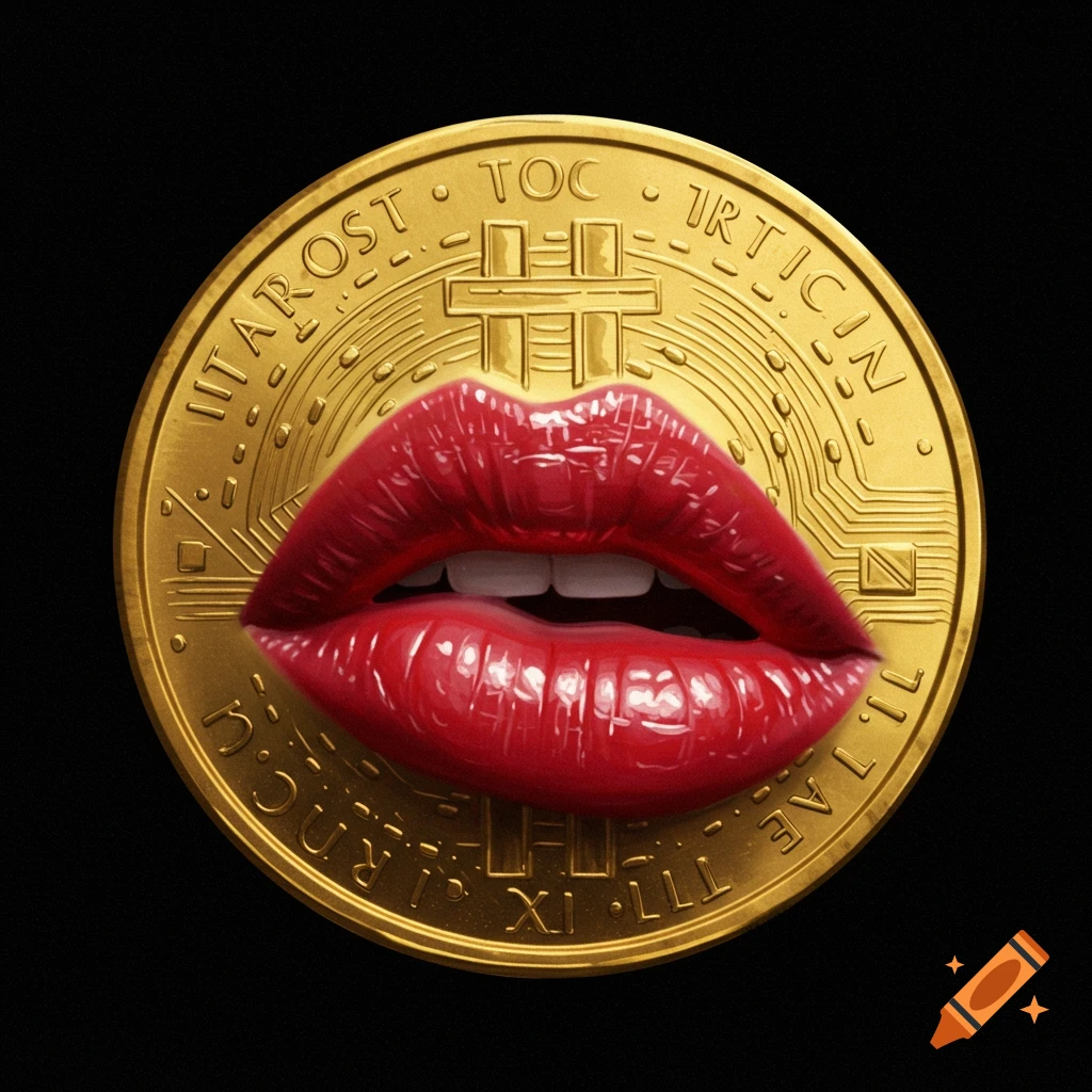 Red crystalline coin on embroidered pillow, photorealistic on Craiyon