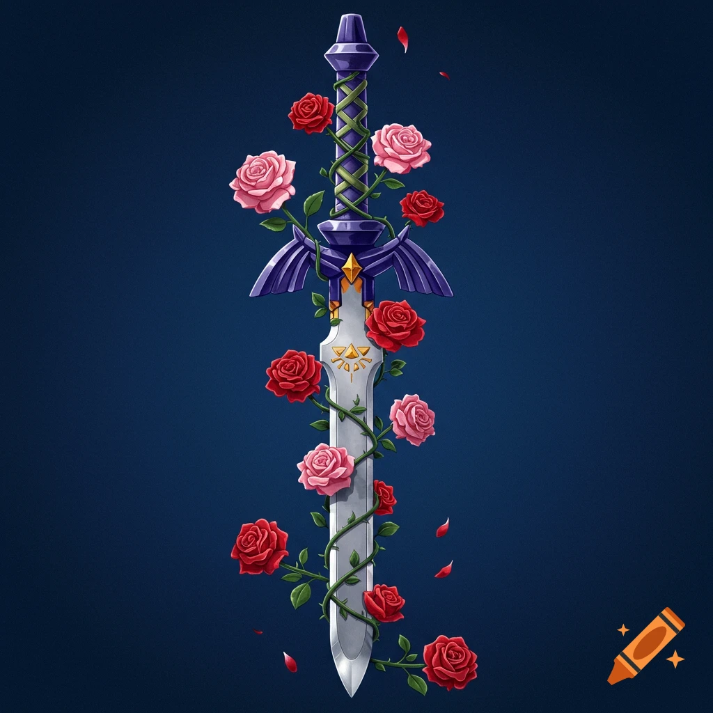 Painted image of two crossed crutches wrapped with bandages and red ...