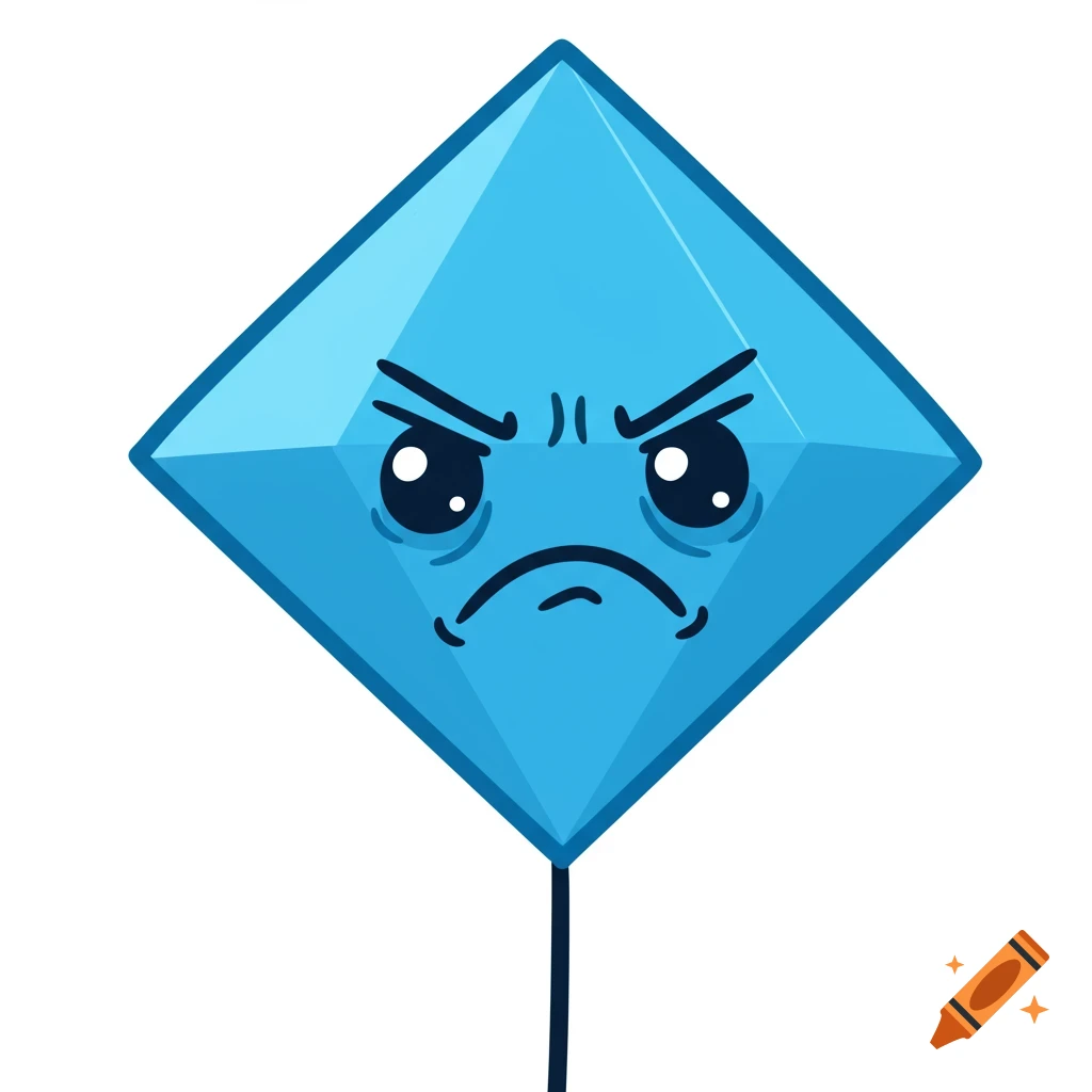 Azure stick figure with diamond head and angry cartoon face on Craiyon