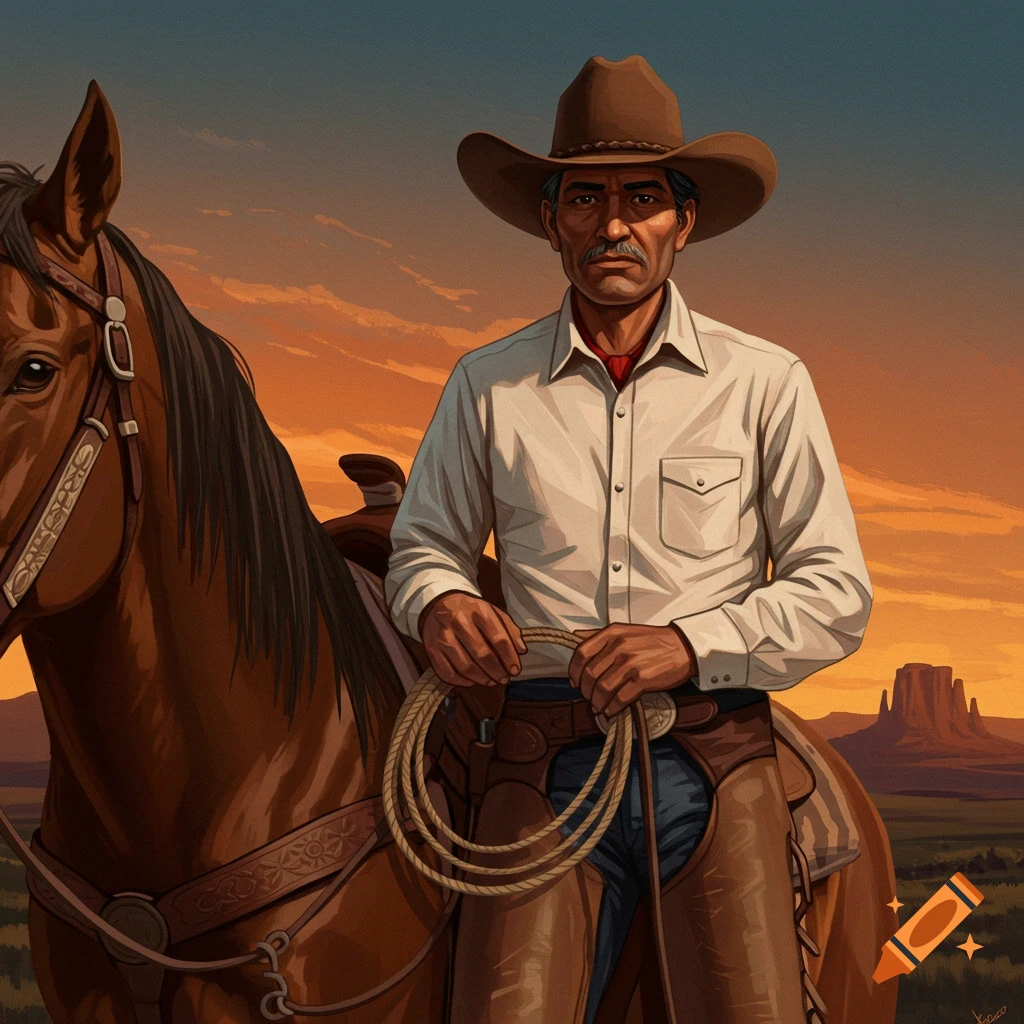 A skeleton cowboy in a duster coat and hat rides a skeleton bull ...