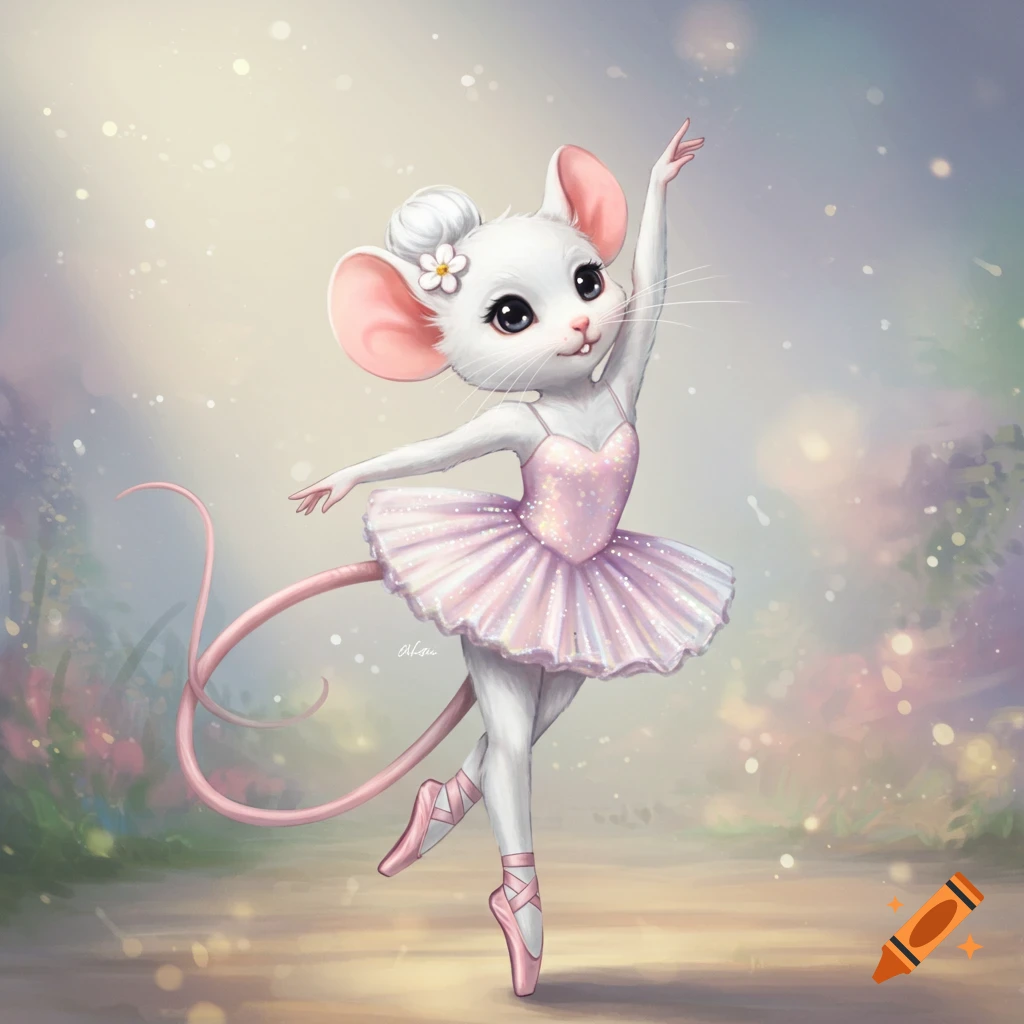 Cute white mice woman dancer on Craiyon