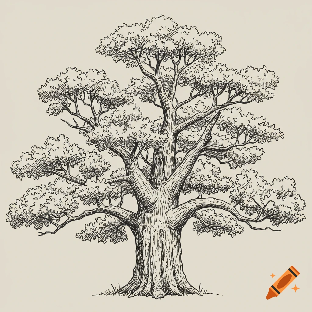 Silhouette of an oak tree on Craiyon