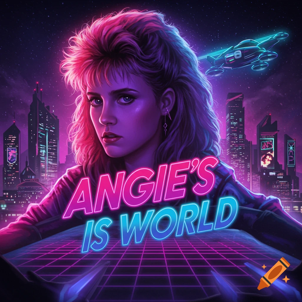 Movie poster for Angie's IS World from the 80s on Craiyon