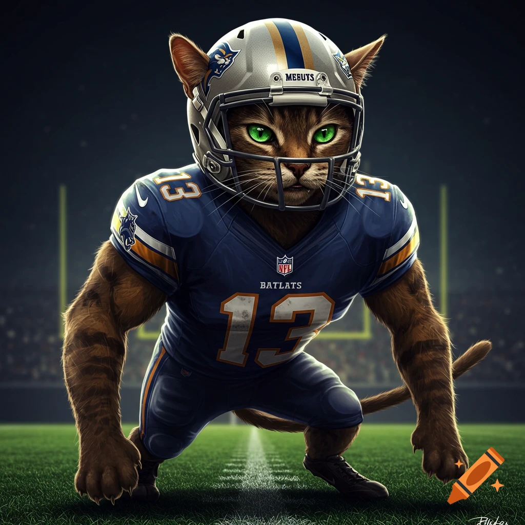 Cat wearing an NFL jersey on Craiyon