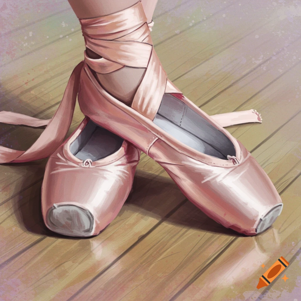 Two ballet pointe shoes with ribbons, with the year 2026 next to them ...