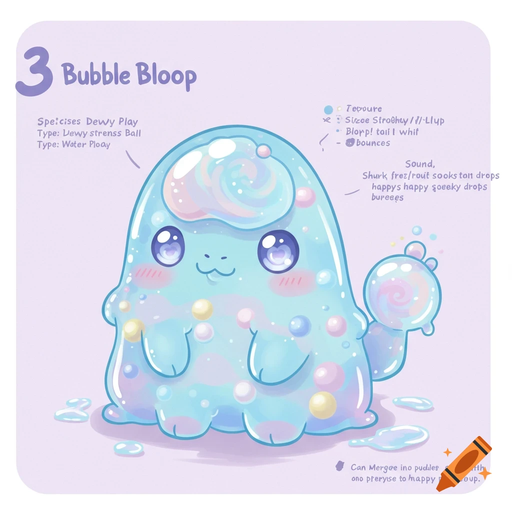 Dewy slime pup, water/play type, transparent sky blue with pastel ...