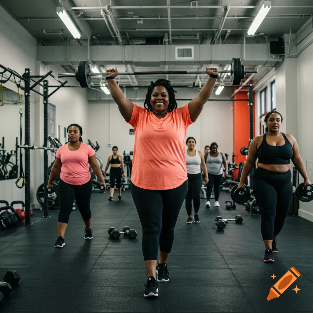 Women working out in a gym lifting weights on Craiyon
