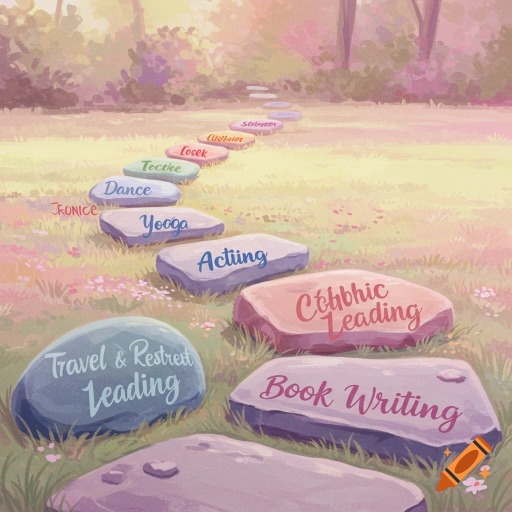 Stepping stone with words: Dance, Yoga, Acting, Public Speaking, Clinic ...