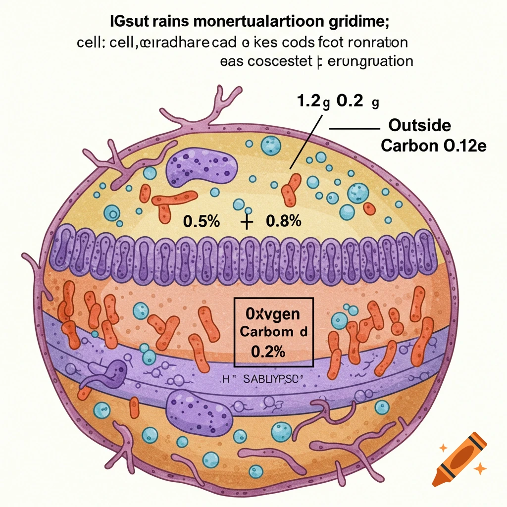 Cell with oxygen and carbon dioxide levels on Craiyon