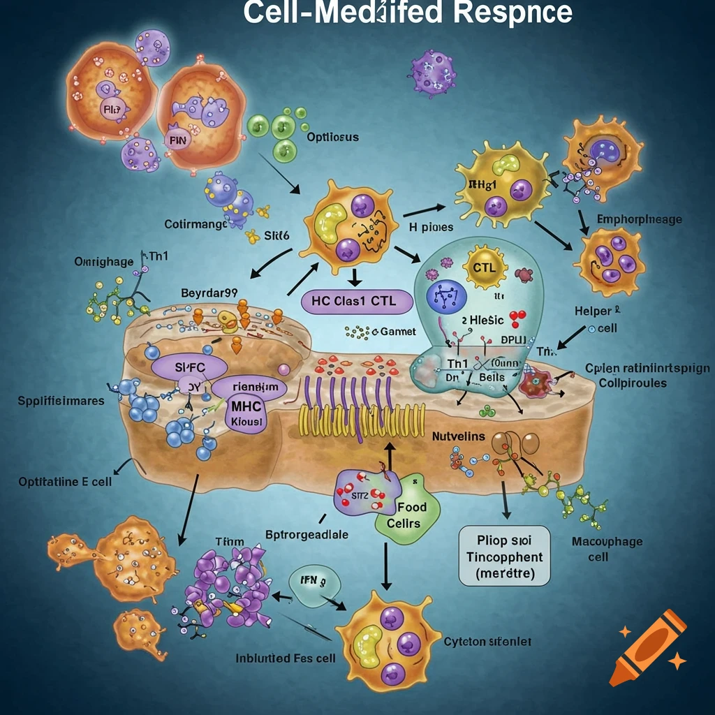 Cell-mediated immune response diagram on Craiyon