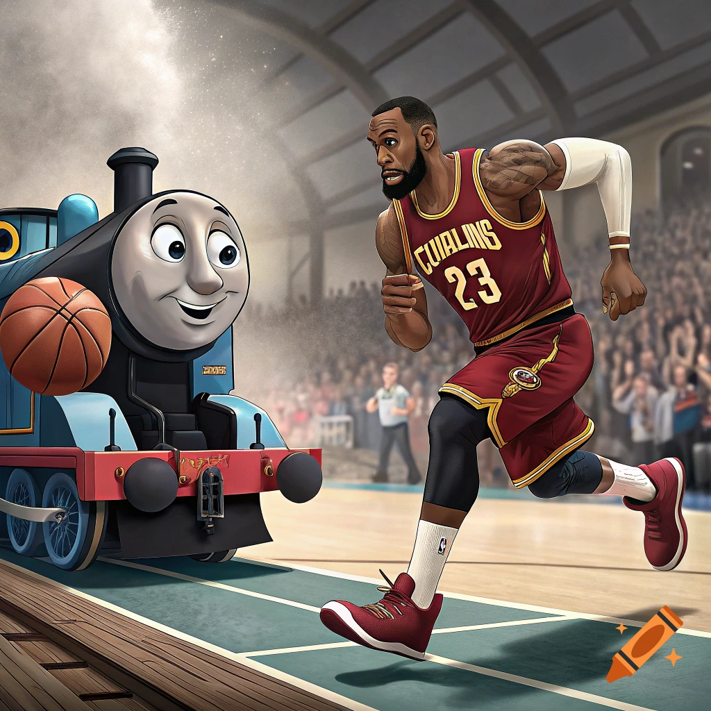 LeBron James with Thomas the Train on Craiyon
