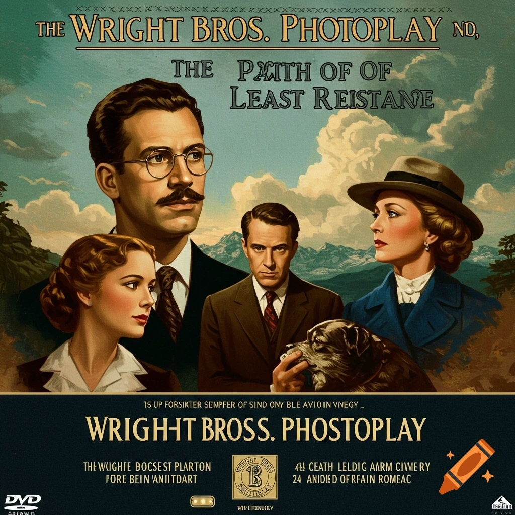 DVD cover for Wright Bros. Photoplay movie 'The Path of Least Resistance' with logo on Craiyon