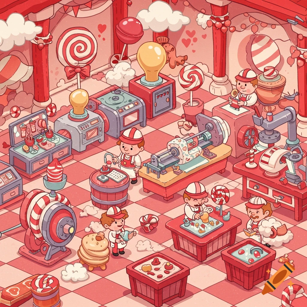 Whimsical candy land with gingerbread palace and cotton candy clouds on ...