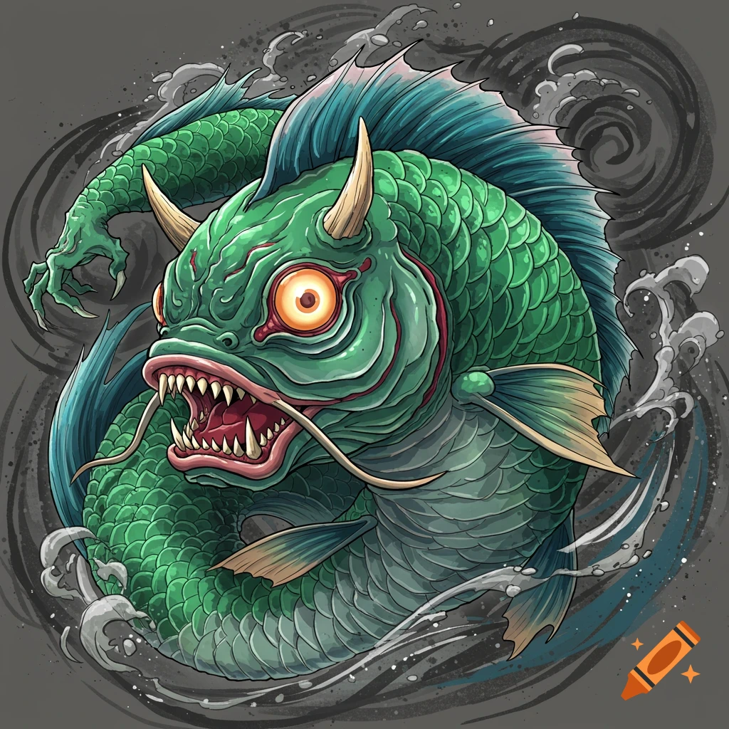 A black and white illustration of a mischievous, goblin-like creature ...