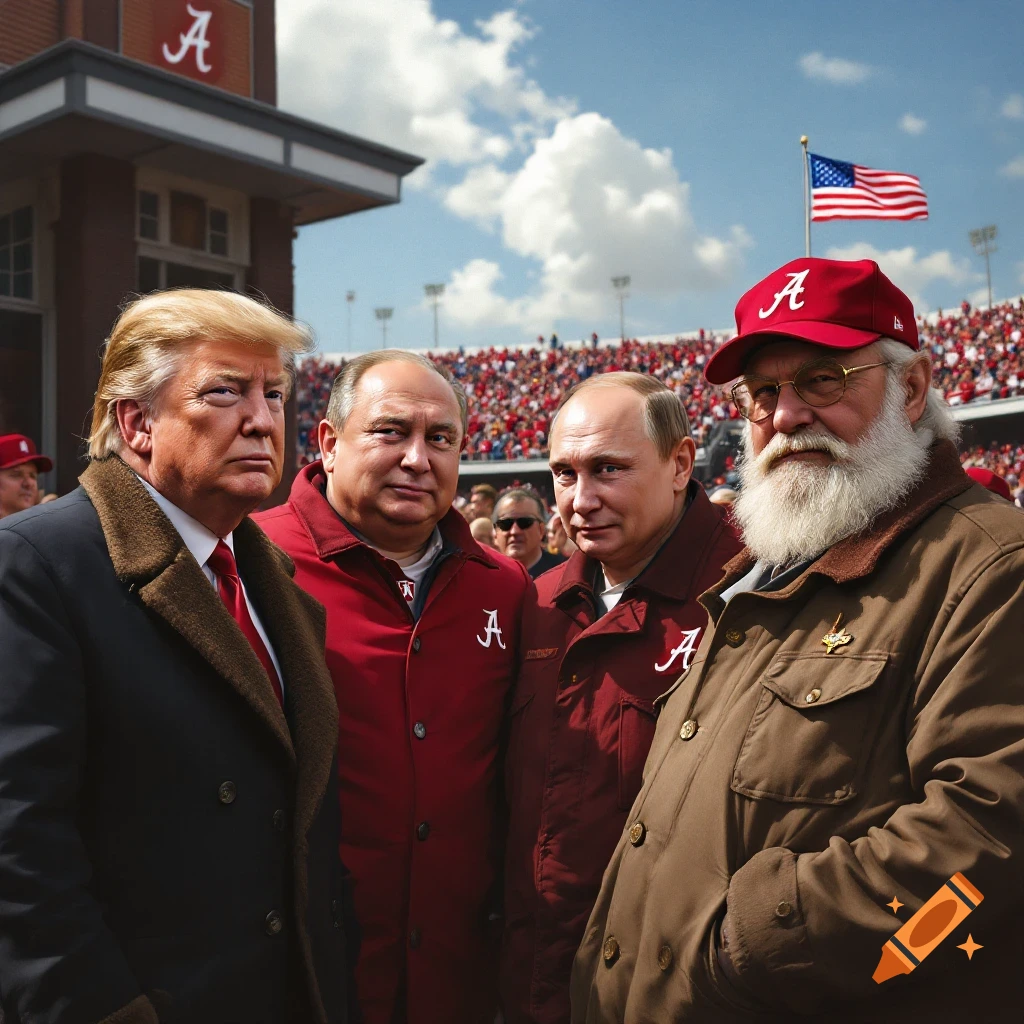 Trump, Kim Jong Un, Putin, and Mussolini in Alabama gear birthday meme ...
