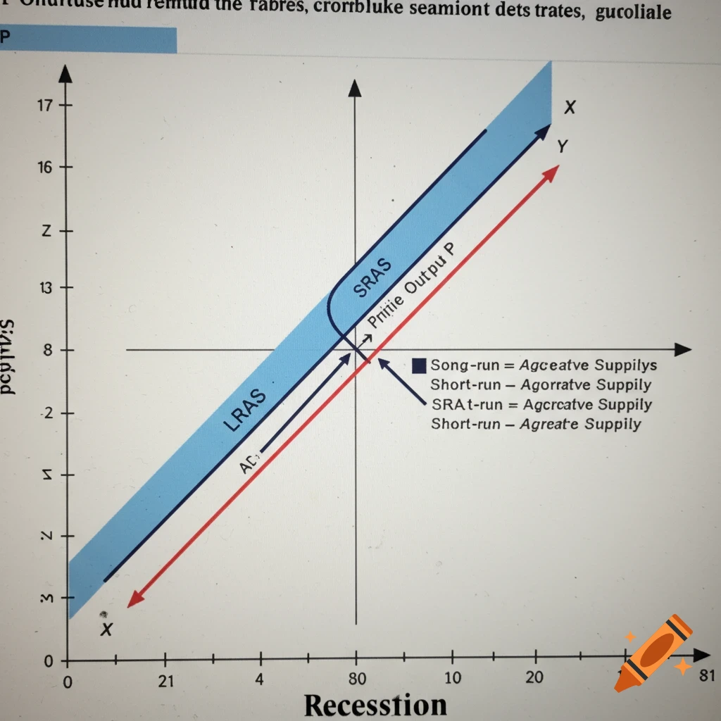 Aggregate demand and supply graph illustrating recession on Craiyon