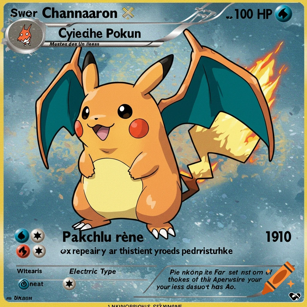 Cursed Charizard-Pikachu Pokemon card with 1000 HP on Craiyon