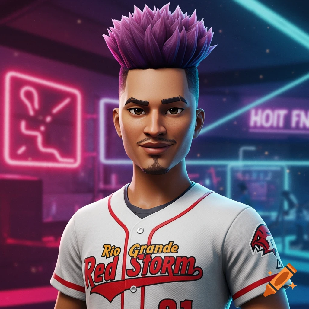 Fortnite character of a friend with a burst fade playing baseball for ...