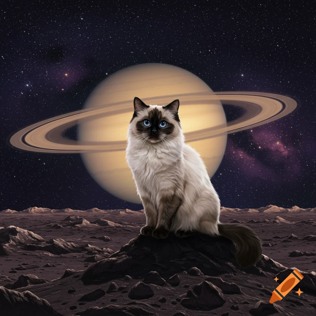 A cat-themed NASA logo with a white cat silhouette sitting on the red ...