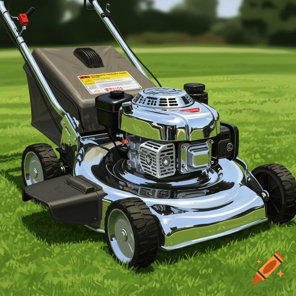Chrome lawn mower on Craiyon