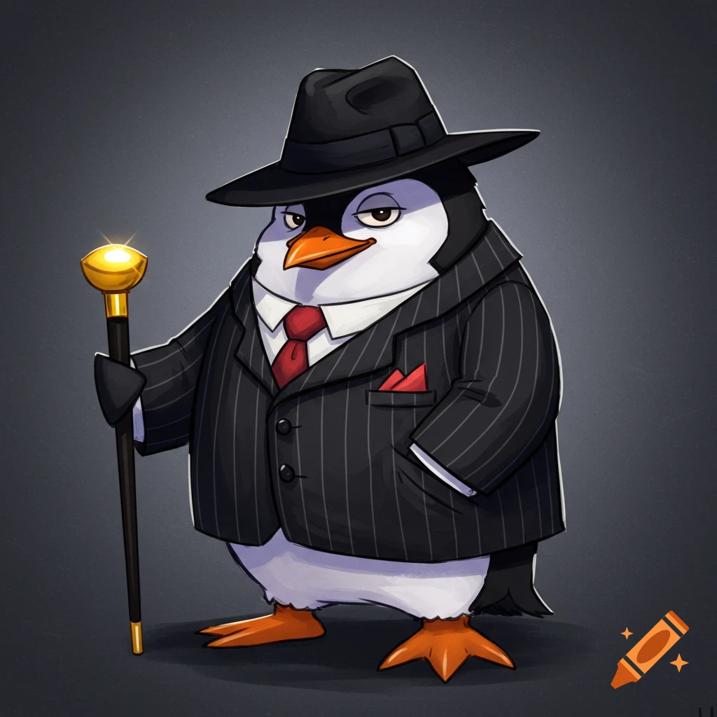 Gangster penguin on Craiyon