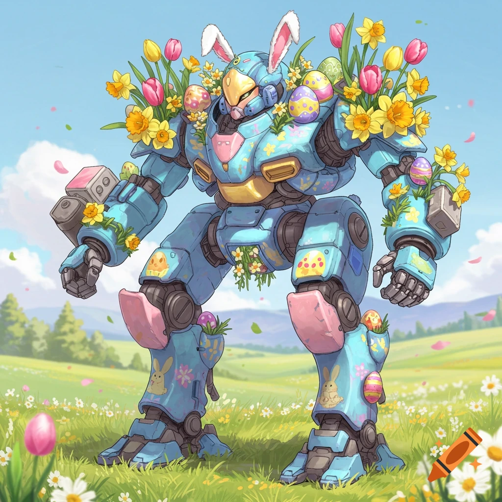 Easter-themed mech suit on Craiyon