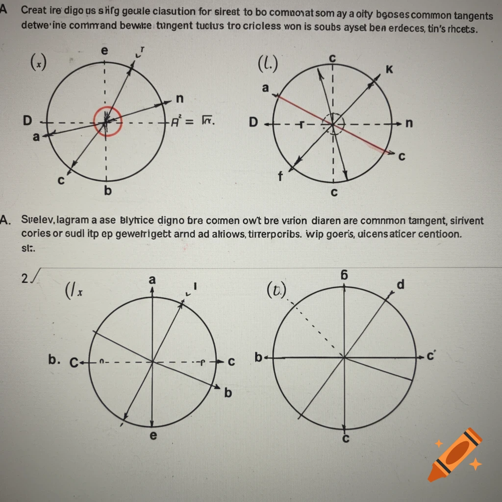 Diagram of common tangents between two circles on Craiyon