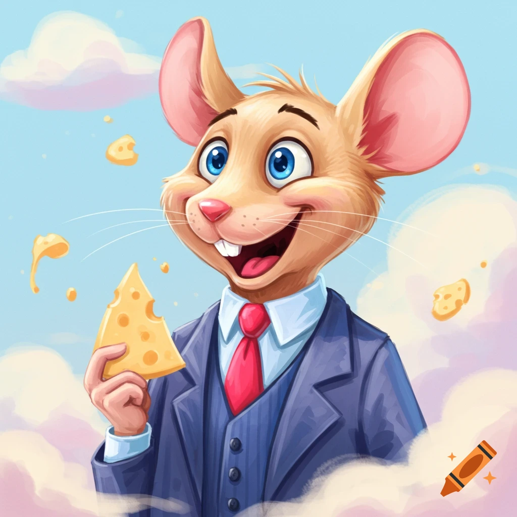 Anthropomorphic mouse Tim Cheese, associate of John Pork on Craiyon