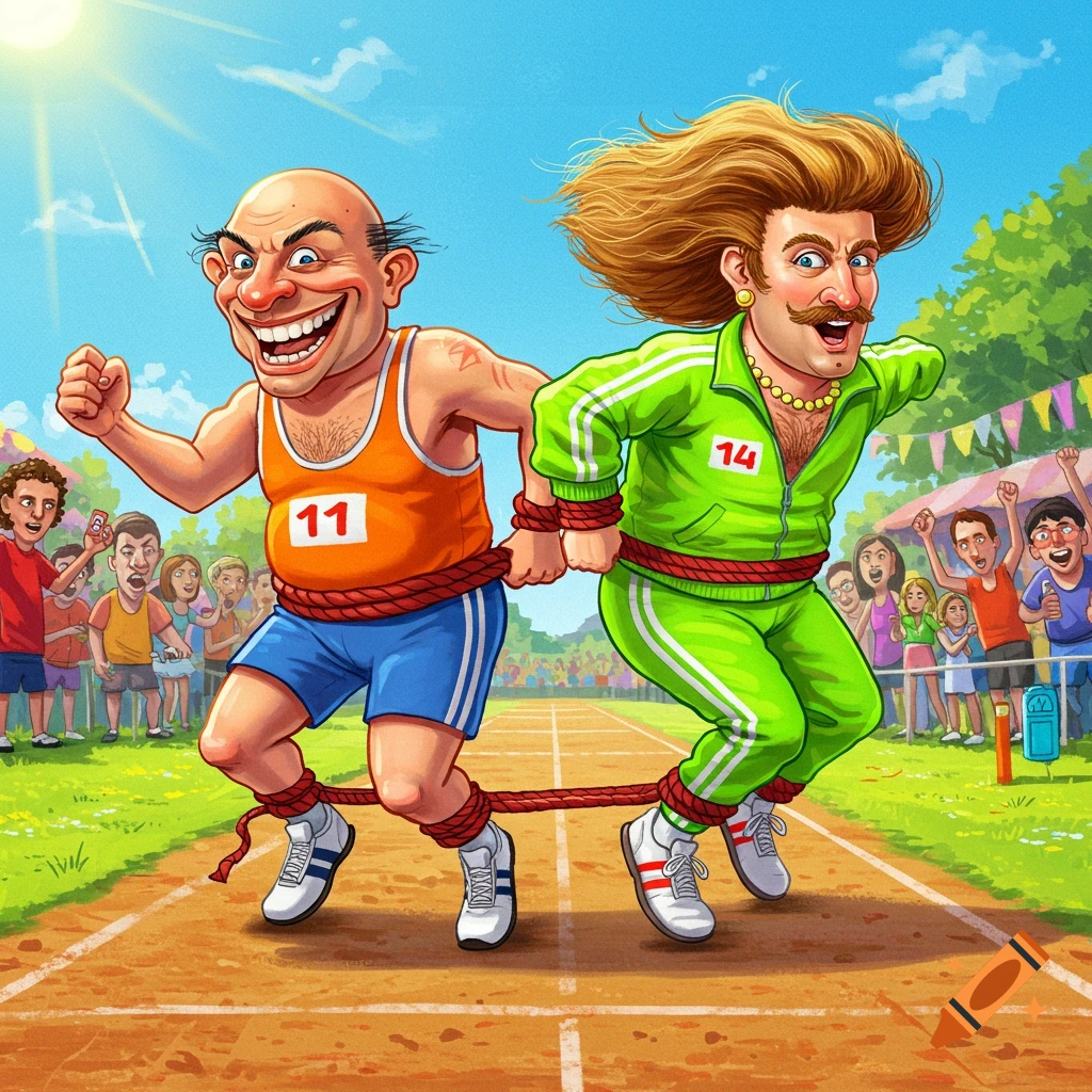 Cartoon firemen playing pickleball on a sunny court. on Craiyon