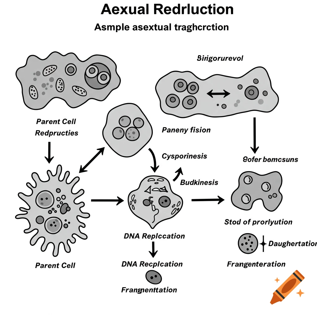 Asexual reproduction diagram on Craiyon