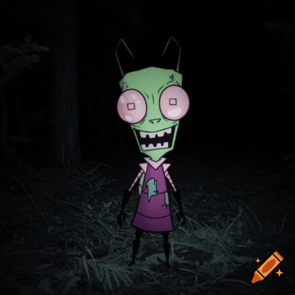 Cartoon character Zim from Invader Zim at a desk in an office, reading ...