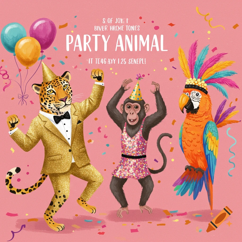Party animal invitations design concept art illustration or photo ...