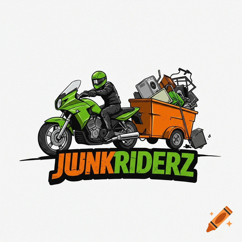 A cartoon-style logo for GG Junk Removal featuring a yellow dump truck ...