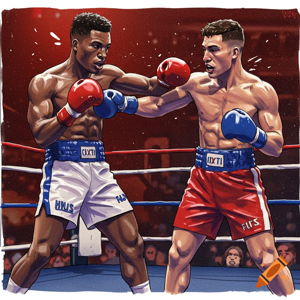 Illustration of Muhammad Ali facing the Pope in a boxing ring, both in ...