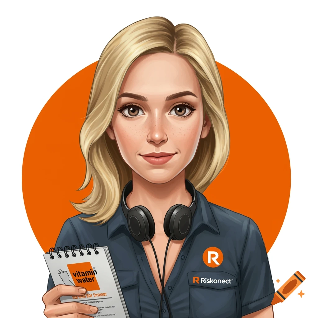 Blonde female social media manager action figure with Riskonnect logo ...