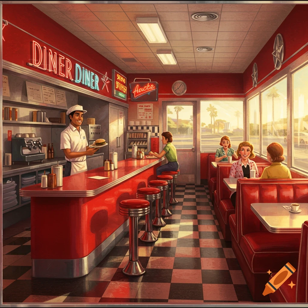 American diner interior on Craiyon
