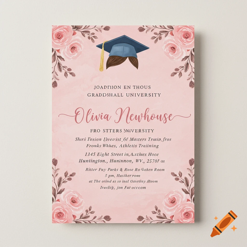 Graduation invitation design for Olivia Newhouse with baby pink theme ...