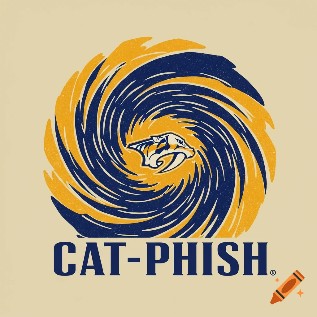 Cat-Phish logo using Phish logo and Preds colors on Craiyon
