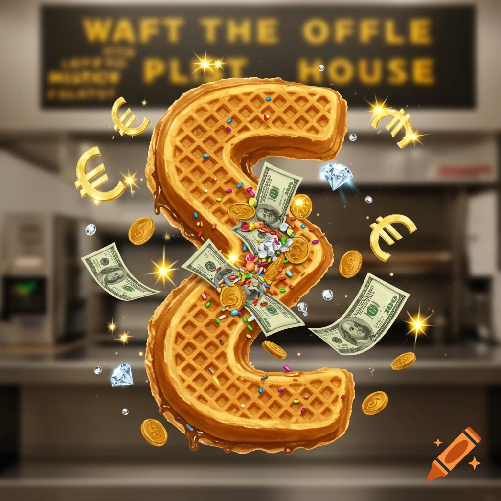 Sigma waffle cone overflowing with money and M&Ms, Waffle House ...