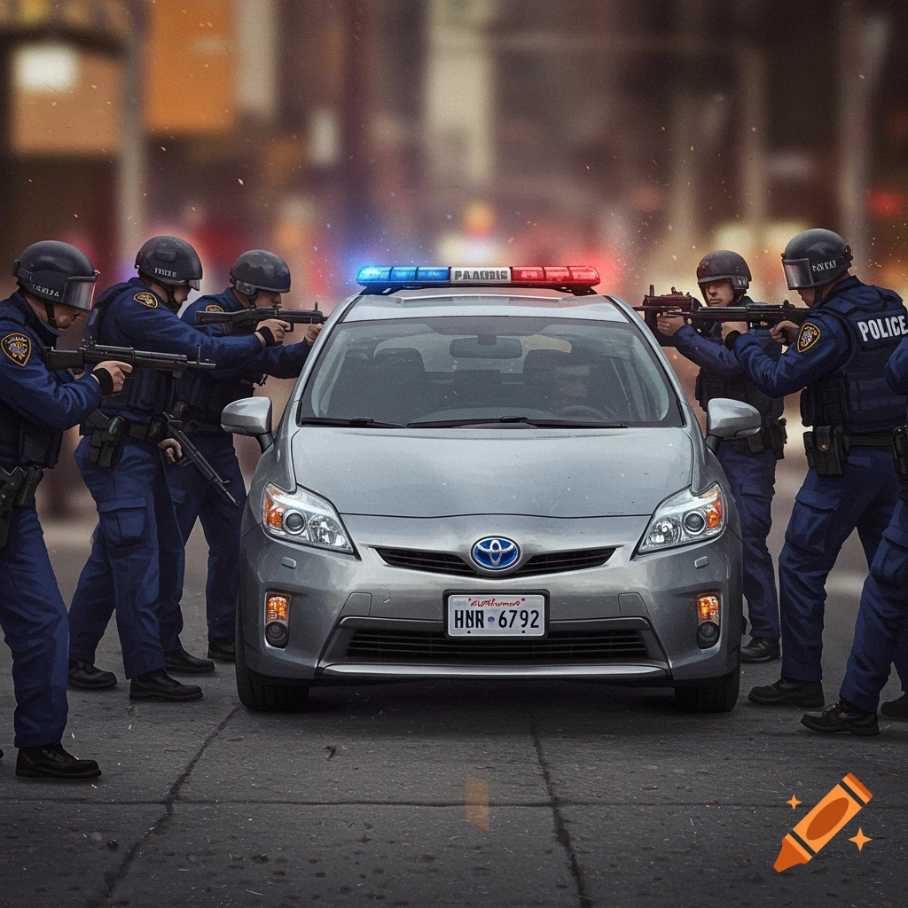Police officer observing a suspicious man on a city street on Craiyon